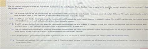 solved problems with the irr method acme oscillators is