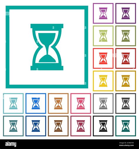 Hourglass Flat Color Icons With Quadrant Frames On White Background