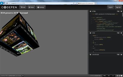 html css3 3d cube not displaying correctly in internet explorer