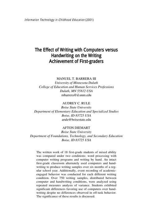 Pdf The Effect Of Writing With Computers Versus Handwriting On The Writing Achievement Of