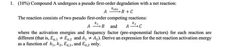 Solved 10 ﻿compound A Undergoes A Pseudo First Order