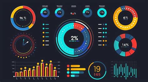 Colorful Data Visualization With Pie Charts Bar Charts And Line Graphs Premium Ai Generated Image