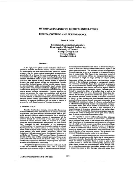 hybrid actuator for robot manipulators pdf control theory actuator