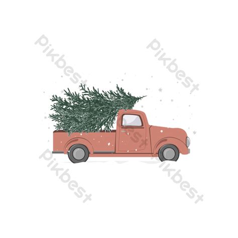 Christmas Truck With Fir Tree PNG Images PSD Free Download Pikbest