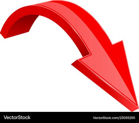 Red 3d Arrow Down Shiny Icon Royalty Free Vector Image