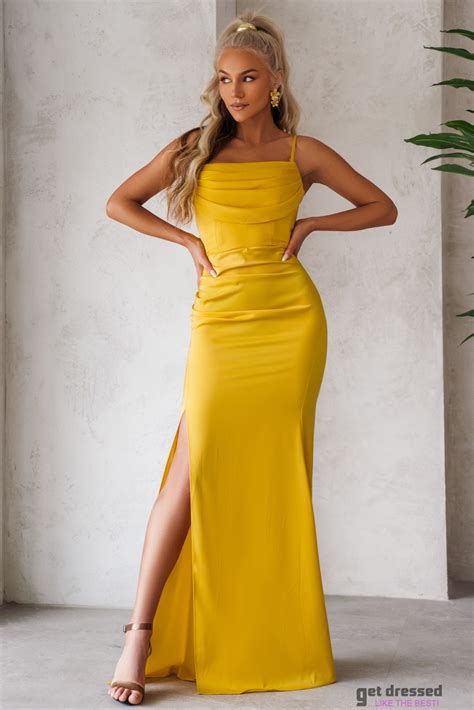 Kollane Satiinist Maksikleit Naomi