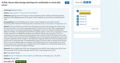 Pdf K Rsa Secure Data Storage Technique For Multimedia In Cloud Data Server