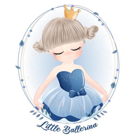 دختر کوچولو ناز نقاشی آبرنگ بامزه کارتونی طرح تصویرسازی لایه باز وکتور عکس با کیفیت و وکتور لایه