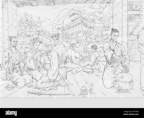 Japanese Tea Ceremony Japanese Room With A Big Window Cups And Teapot