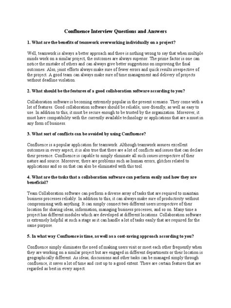 Confluence Interview Questions And Answers Pdf Project Management