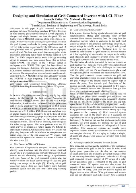 Pdf Designing And Simulation Of Grid Connected Inverter With Lcl Filter