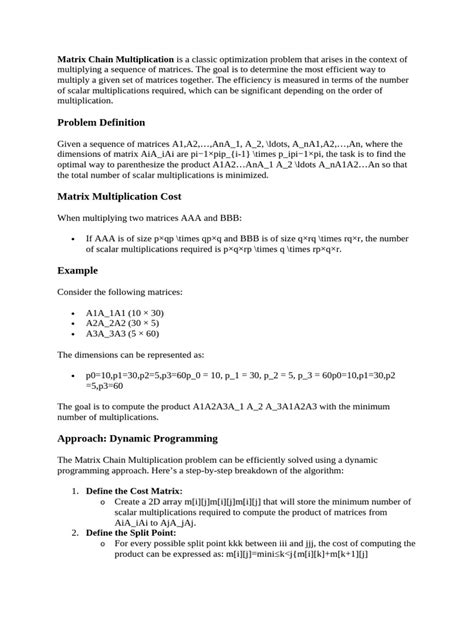 matrix chain multiplication pdf matrix mathematics algorithms
