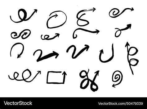 Hand Drawn Set Of Sketchy Arrow Royalty Free Vector Image