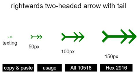 Rightwards Two Headed Arrow With Tail Symbol And Codes