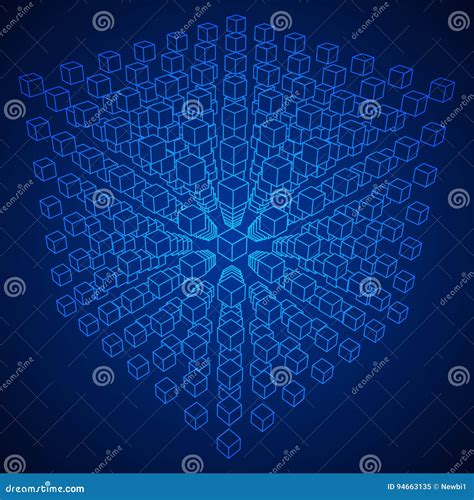 Wireframe Mesh Cube Stock Vector Illustration Of Construction 94663135