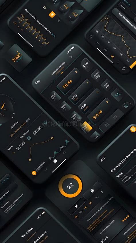Dark Mode Mobile App Interface User Experience Design With Interactive Charts Data