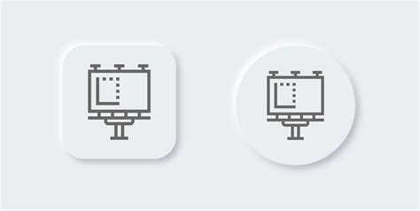 Billboard Line Icon In Neomorphic Design Style Advertisement Signs Vector Illustration