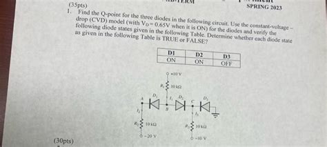 Solved 3spts 1 Find The Q Point For The Three Diodes In