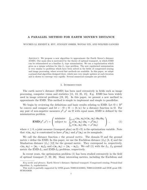 pdf a parallel method for earth mover s distance