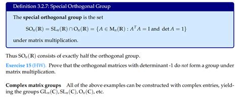 Solved Definition 3 2 7 Special Orthogonal Group The