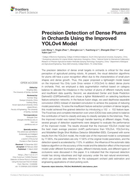 pdf precision detection of dense plums in orchards using the improved