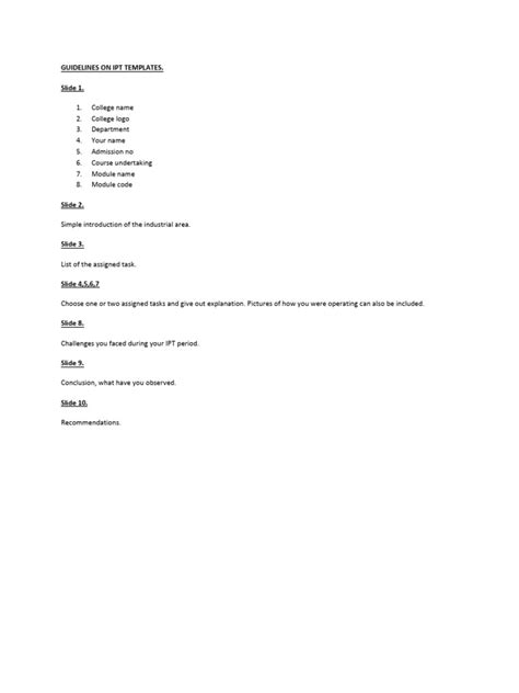 Guidelines On Ipt Templates Pdf