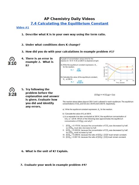 Copy Of 7 4 Calculating The Equilibrium Constant Pdf