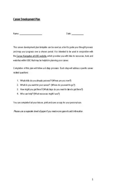 Career Development Plan Pdfsimpli