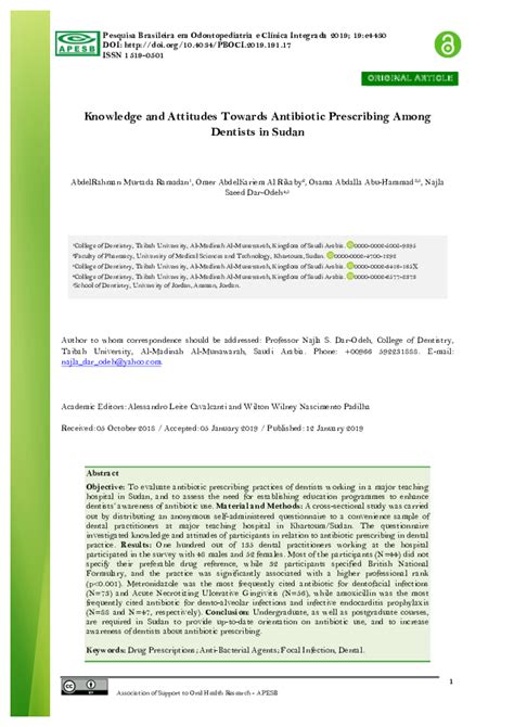 Pdf Knowledge And Attitudes Towards Antibiotic Prescribing Among