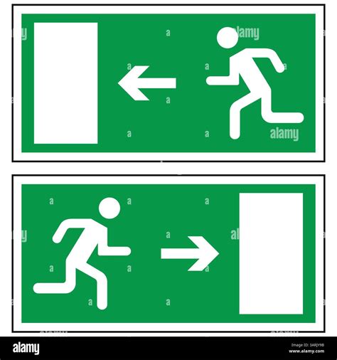 Green Emergency Exit Signs Indicating Escape Routes With Running Person
