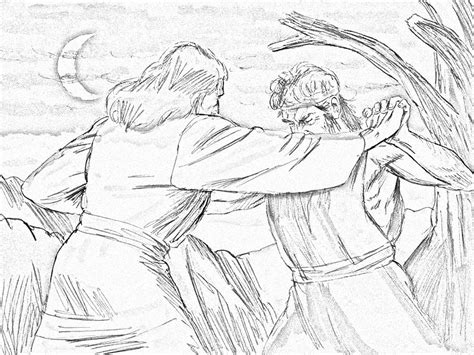 Jacob Wrestles With Angel Coloring Page Sketch Coloring Page
