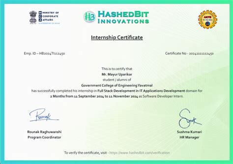 Internship Hashedbitinnovations Hashedbitinnovations Mayur Uparikar