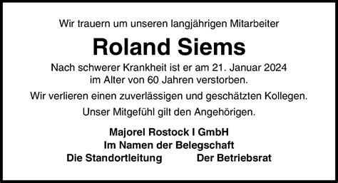 Traueranzeigen Von Roland Siems Trauer Anzeigen De