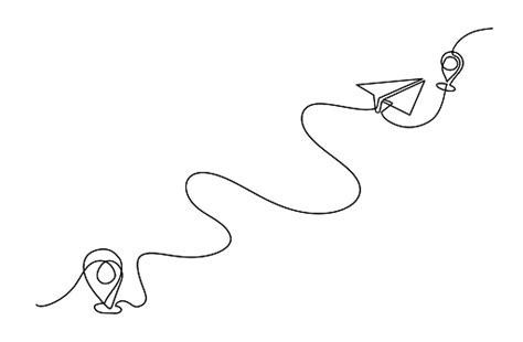 종이 비행기의 연속 선화 비행기 비행 경로의 목적지선 출발점 위치 경로 0명에 대한 스톡 벡터 아트 및 기타 이미지 0명 개념 개념과 주제 Istock