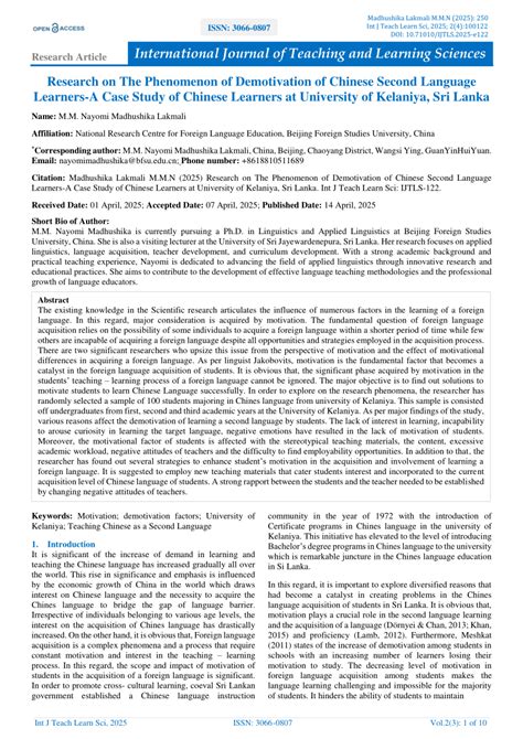 Pdf Research On The Phenomenon Of Demotivation Of Chinese Second Language Learners A Case