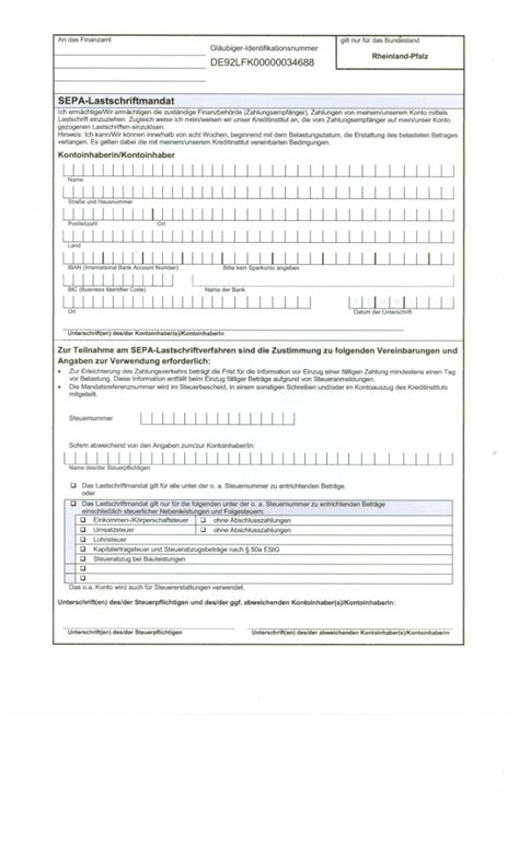 Sepa Basislastschriftmandat Finanzamt Heid Steuerberatung
