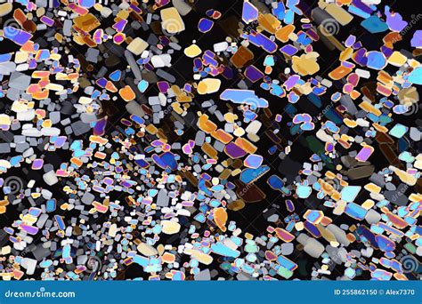 Colorful Micro Crystals In Polarized Light Photo Through A Microscope