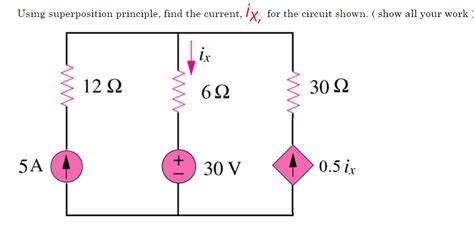 solved using superposition principle find the current ix