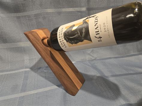 Wooden Balancing Wine Bottle Holder Etsy
