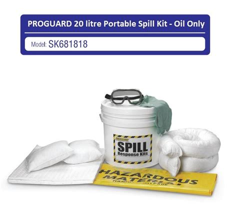 20 Liter Oil Only Portable Spill Kit Spill Control Sk681818 Proguard