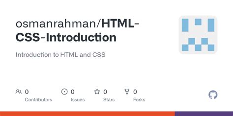 GitHub Osmanrahman HTML CSS Introduction Introduction To HTML And CSS