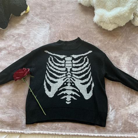 Skull Sweater Slightly Oversized Fit Goth Punk Depop