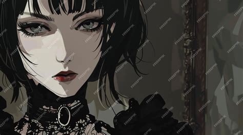 Anime Girl With Black Hair And A Choke With A Collar Around Her Neck Generative Ai Premium Ai