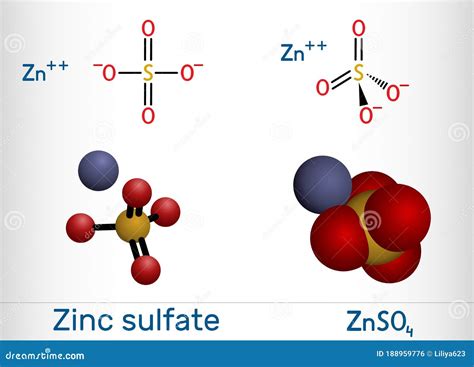 Zinc Sulfate Chemical Structure Skeletal Formula Vector Illustration