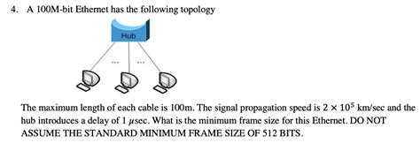 Solved 4 A 100m Bit Ethernet Has The Following Topology Hub