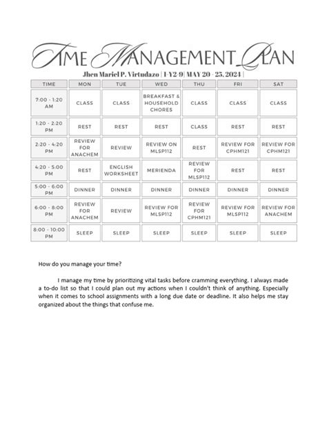 How Do You Manage Your Time Pdf