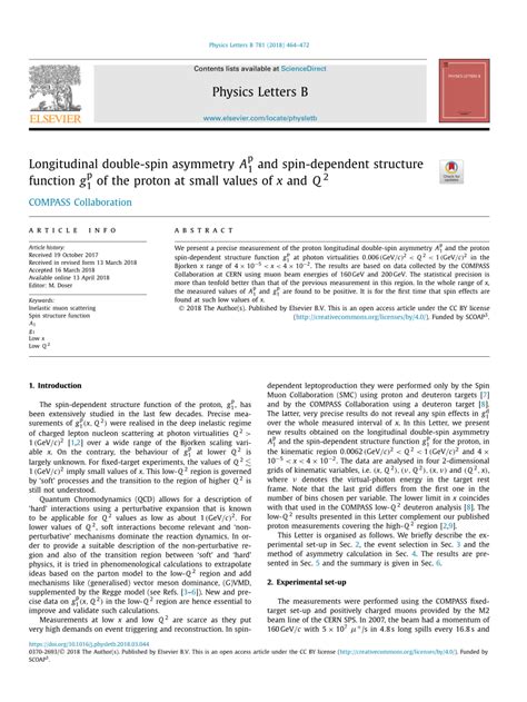 Pdf Longitudinal Double Spin Asymmetry A 1 P And Spin Dependent