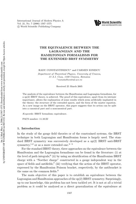 Pdf The Equivalence Between The Lagrangian And The Hamiltonian