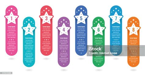 여덟 가지 옵션 통계 정보 템플릿 연례 보고서 인터넷 웹 인포 그래픽 템플릿 별 정보 템플릿 개념에 대한 스톡 벡터 아트 및 기타 이미지 Istock