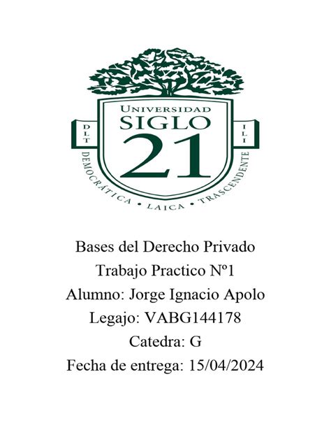 Tp1 Bases Del Derecho Privado Ignacio Apolo Pdf Estado Política Derechos